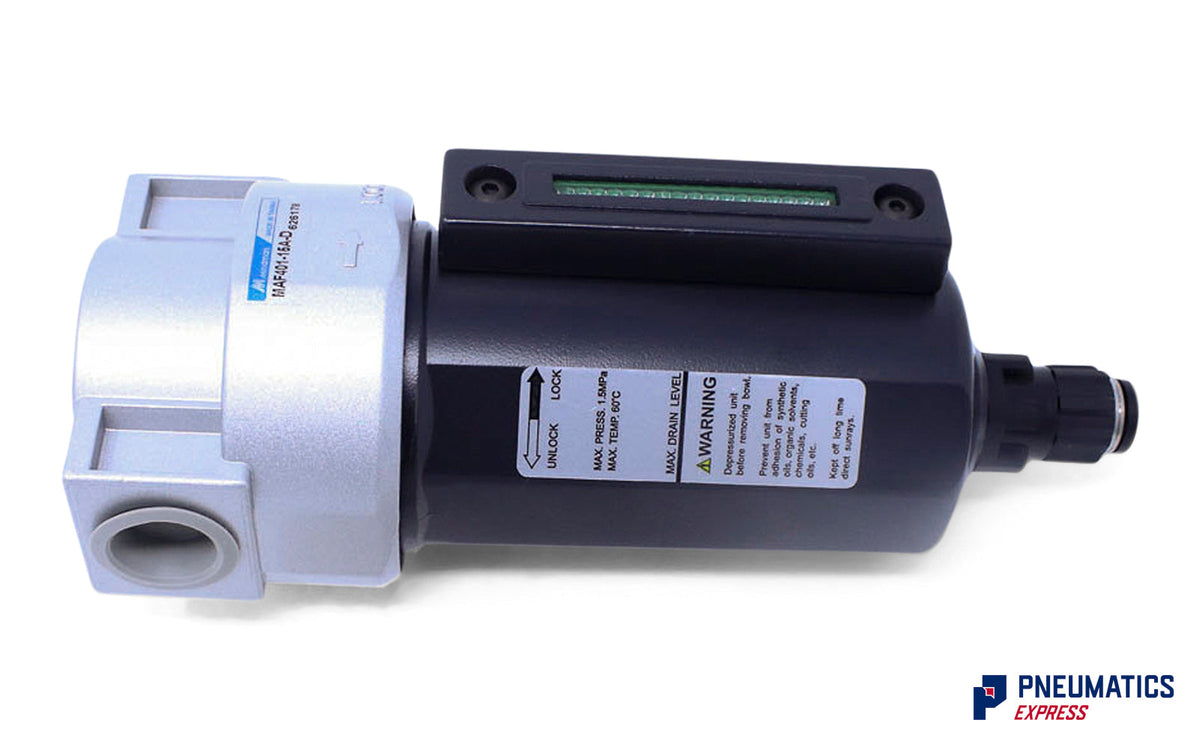 Mindman MAF401-15A-D Air Filter Auto Drain 1/2" – Pneumatics Express